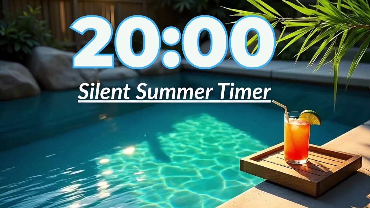 20 Minute Silent Timer with Alarm – Tropical Poolside Countdown for ...