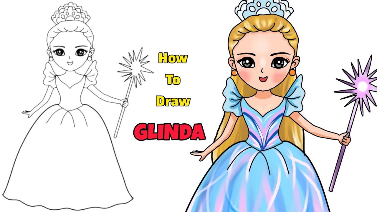 How to Draw Glinda from Wicked 2 step by step| Cute Drawing Tutorial ...