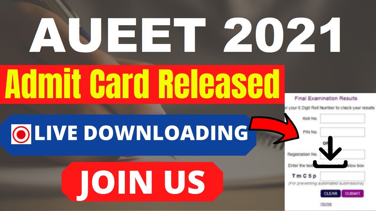 AUEET 2021 Admit Card (Released) - Download Your AUEET 2021 Admit Card ...
