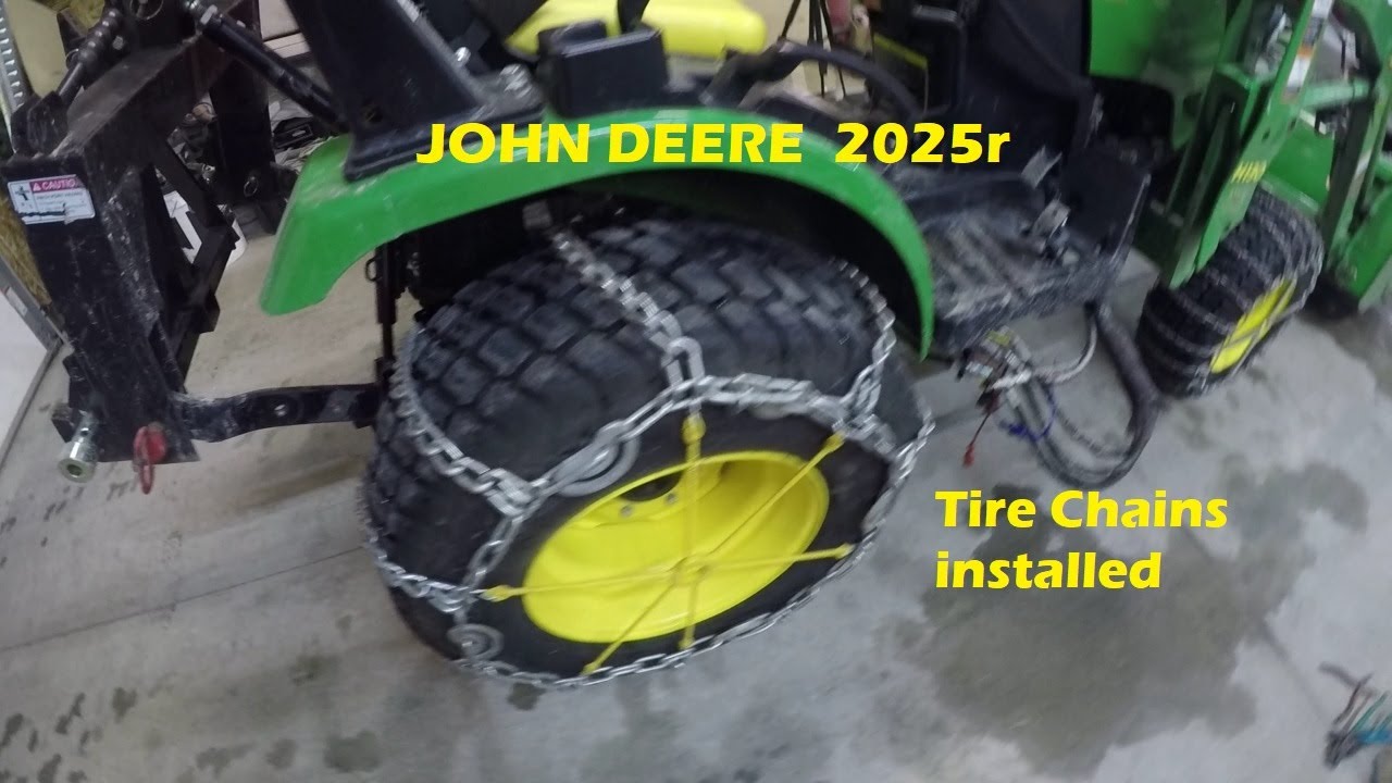 John Deere 2025r Tire Chains Installed YouTube