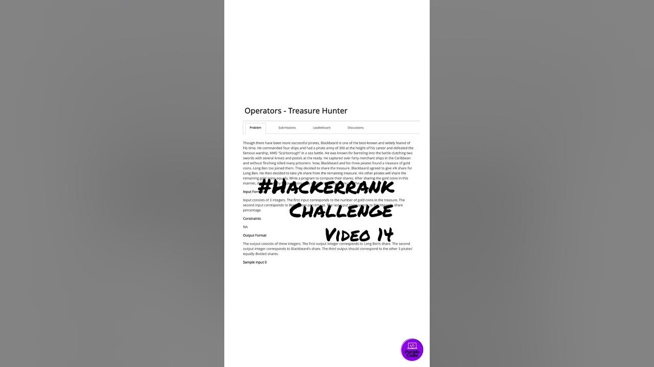 Treasure Hunter Hackerrank Challenge Video 14 Purplecode404 Hackerrankofficial Python