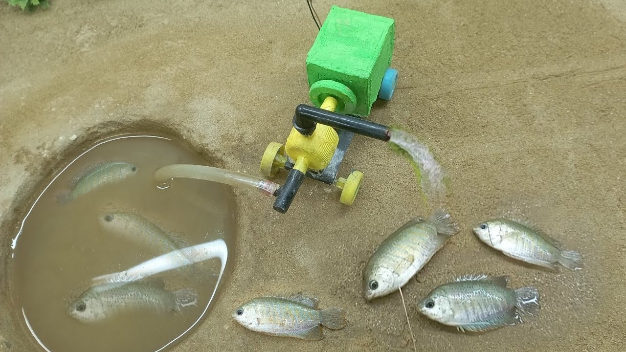 Catch fish using mini fishing mini diesel engine fishing exciting mini ...