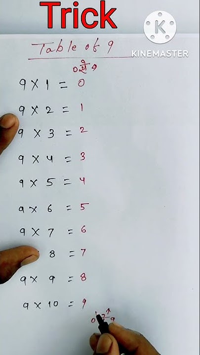 Table of 9 | 9 का पहाड़ा | 9 ka table trick | table trick of 9 | #maths ...