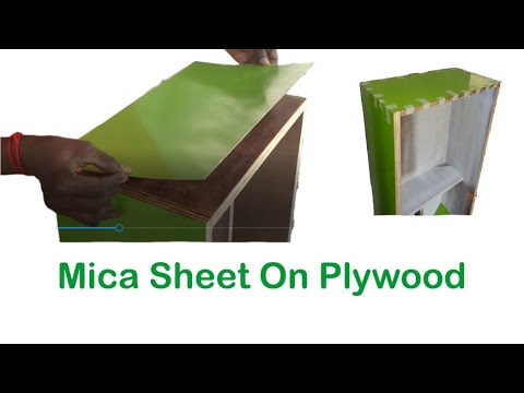 How to do put mica sheet on plywood - YouTube