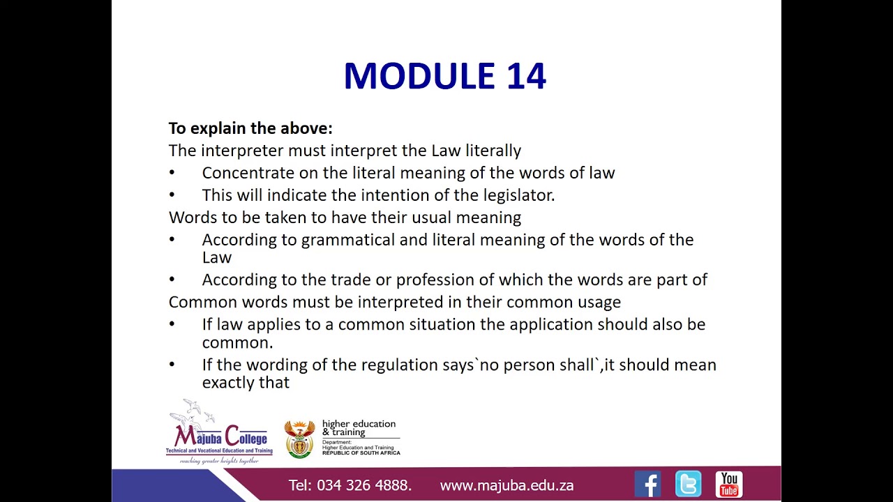 Public law N6 (Interpretation of Laws - Module 14) - Mr. H. B. Dlamini ...