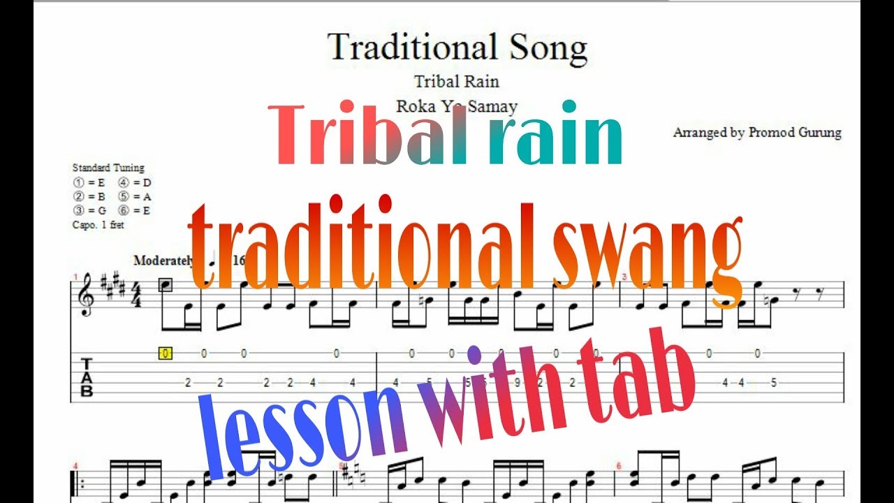 Tribal rain-traditional swang guitar lesson with guitar pro tab - YouTube