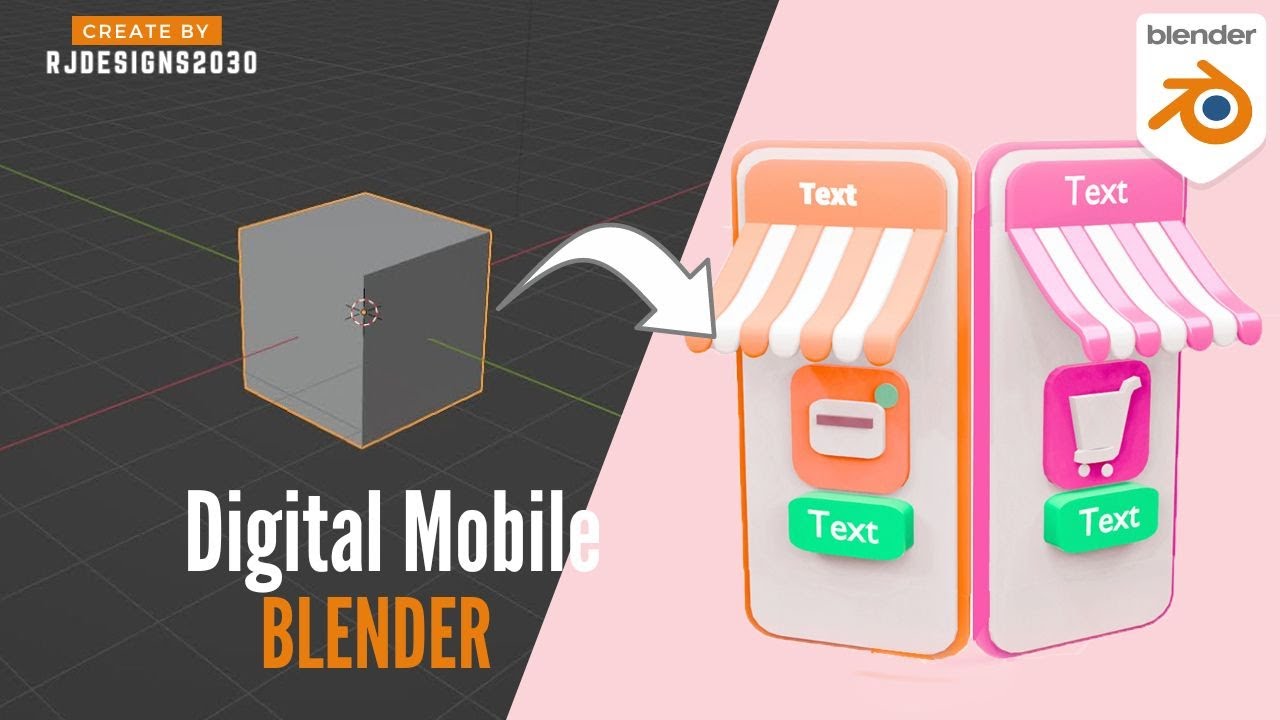 "Making a 3D Minimal digital marketing On smartphone in Blender "# ...