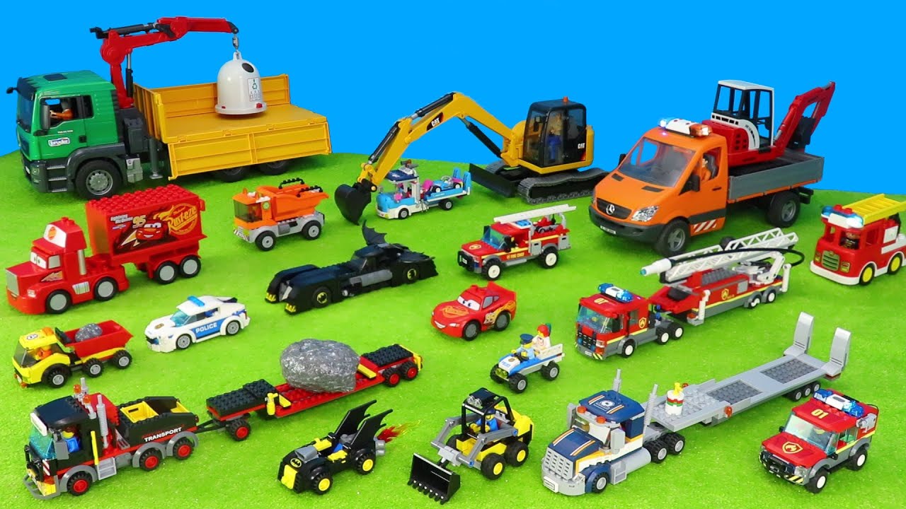 Polizei,Feuerwehr,Bagger,Laster,Lego,bruder,Cars,Kinderspielzeug für ...