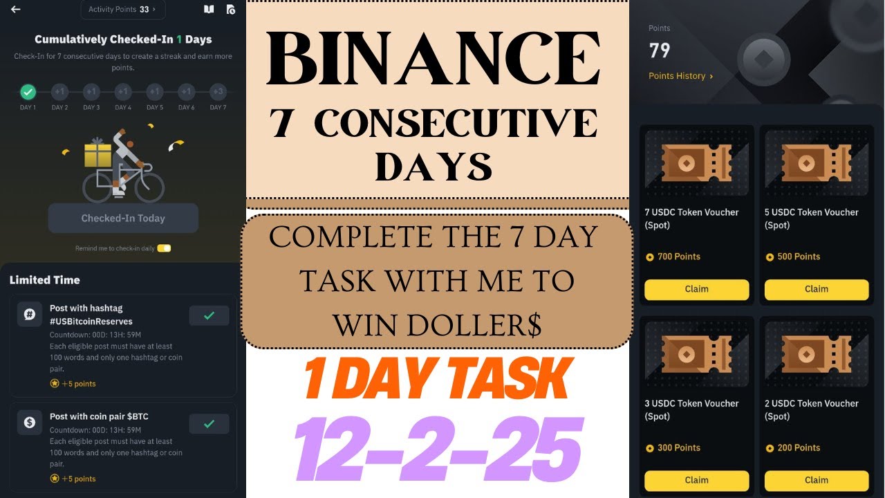 Unlock 1st Day Task On 7 Consecutive Day Rewards To Win $Doller On ...