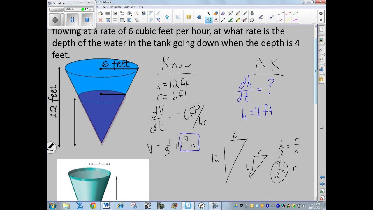 Related Rates Cone Problem - YouTube