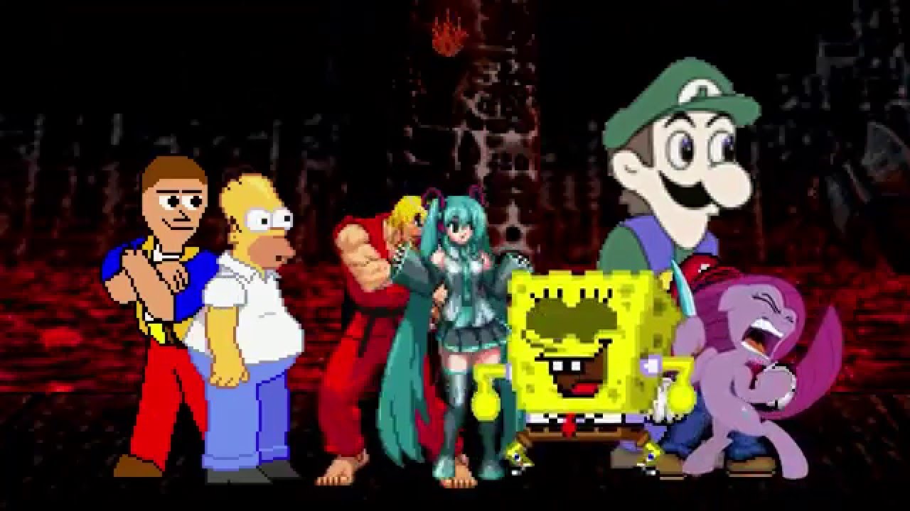 AN Mugen Request #282: Homer, DeeBewKaw, Mario & Weegee VS Spongebob ...