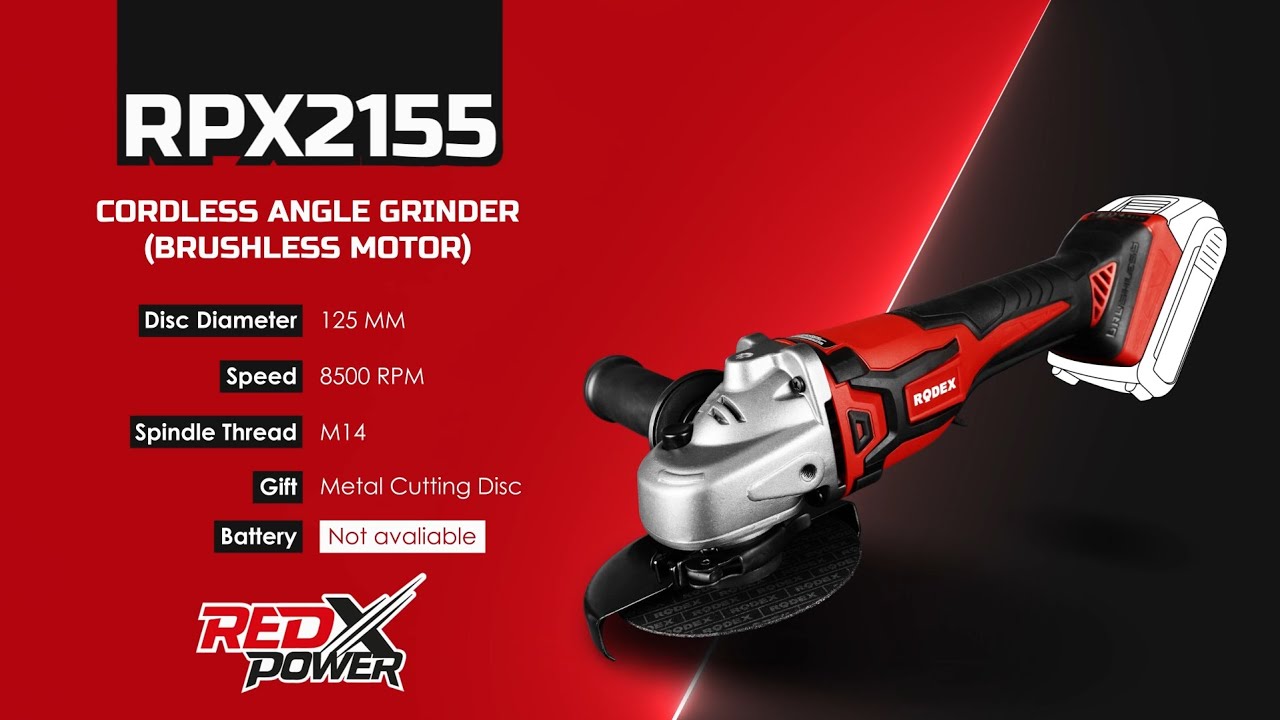 RODEX Cordless Brushless Angle Grinder - RPX2155 - YouTube