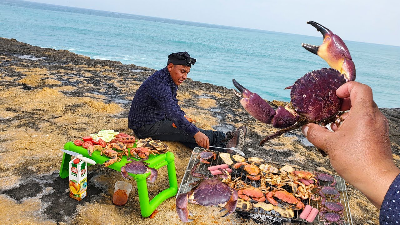 Pesca de CANGREJOS y Cocina - Cangrejo a la Parrilla - sea crab fishing ...