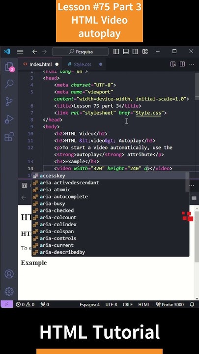 Html Tutorial Lesson 75 Html Video Autoplay Part 3 Html5 Htmltutorial Python Javascript