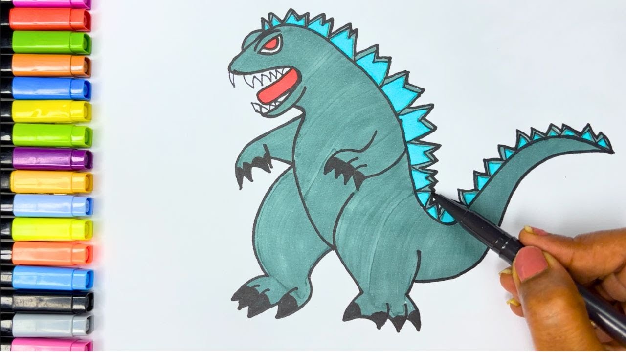 Easy Godzilla Drawing and Coloring Tutorial | Step-by-Step | How To ...