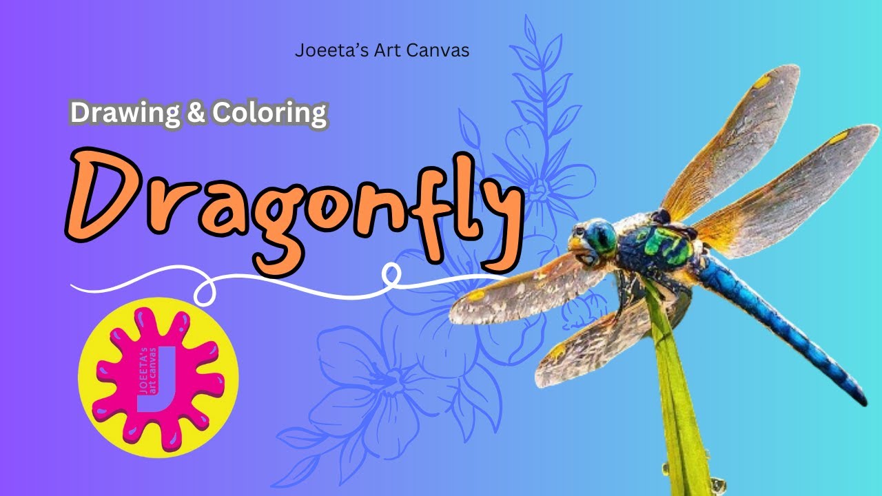 🐝Drawing and Coloring of Dragonfly🌼🎨Drawing and Coloring a Vibrant ...