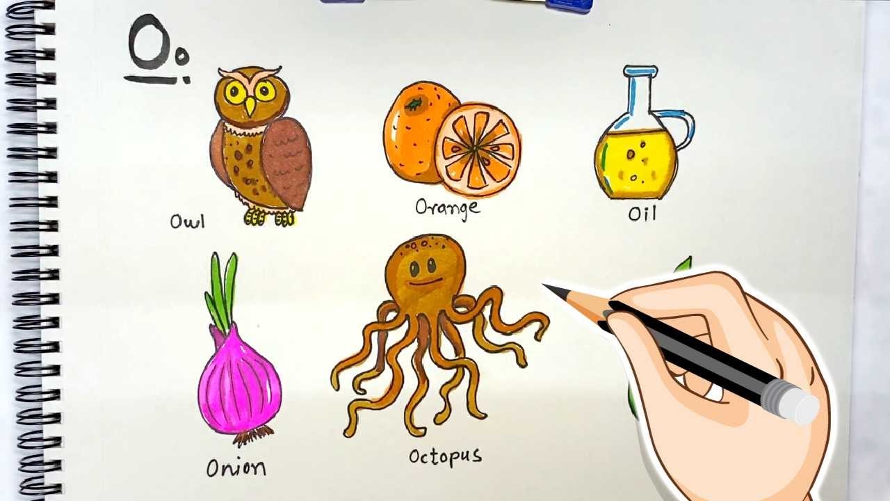 How to draw from alphabet O | Learn Words from Alphabet O |Easy drawing ...