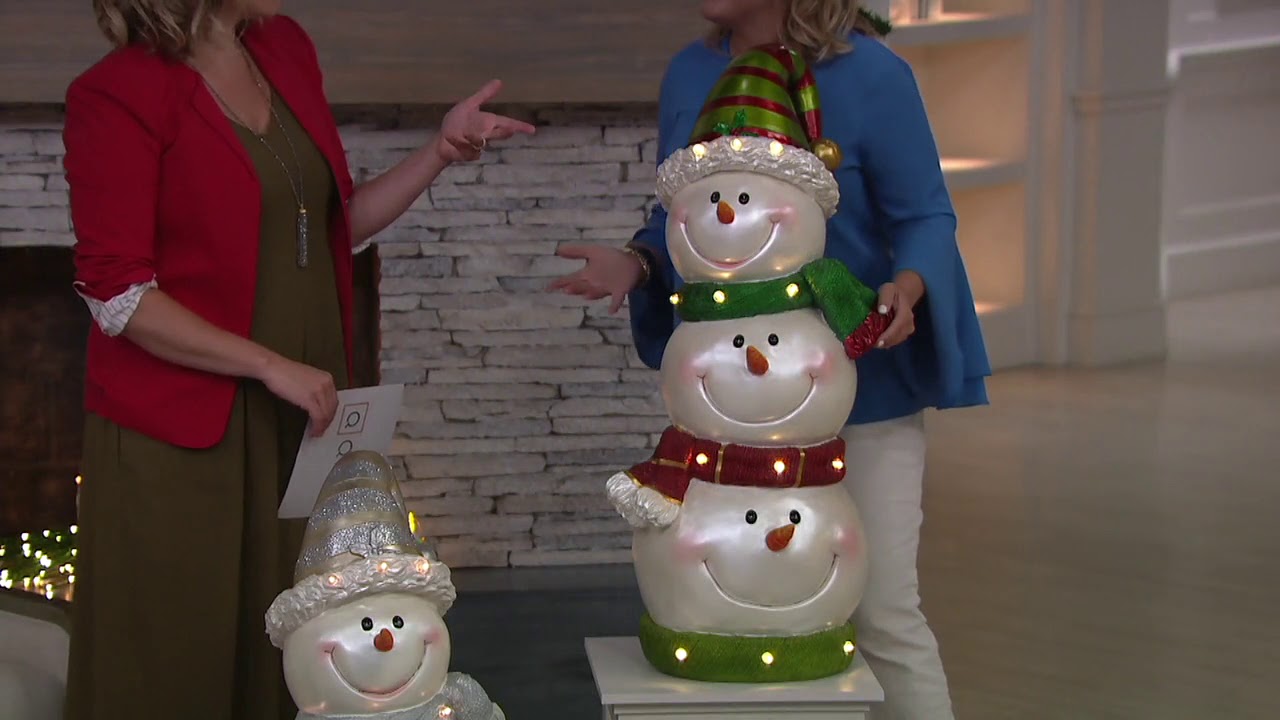 Kringle Express Illuminated Indoor/Outdoor Snowman Head Stack on QVC ...