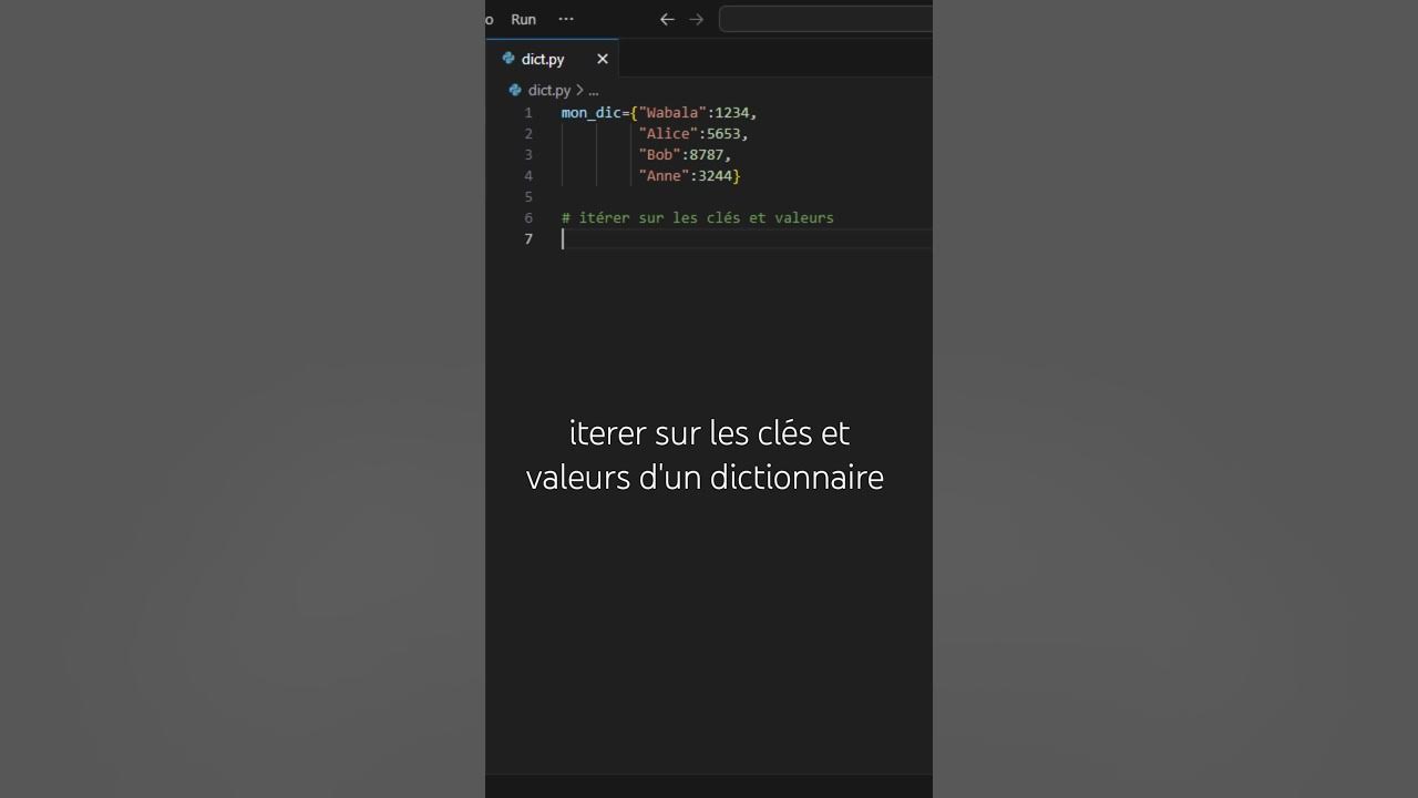 Exercice #python iterer sur les clés et valeurs d'un dictionnaire - YouTube