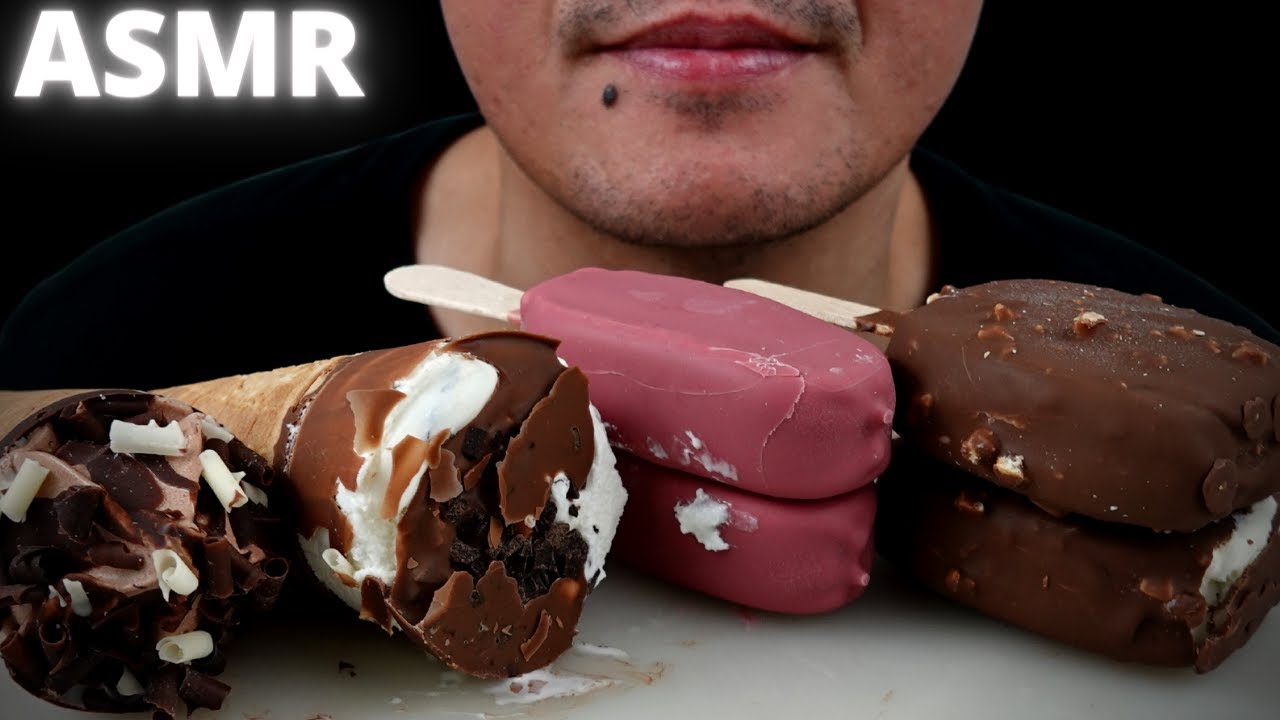ASMR | Cookie Dough Ice Cream Cone + Magnum Ruby + Caramel Swirl | The ...