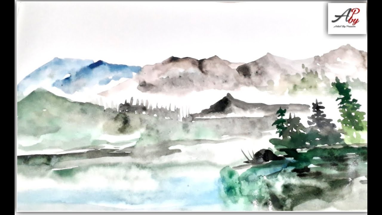 EASY LANDSCAPE PAINTING|STEP BY STEP PAINTING|SCENERY LANDSCAPE - YouTube