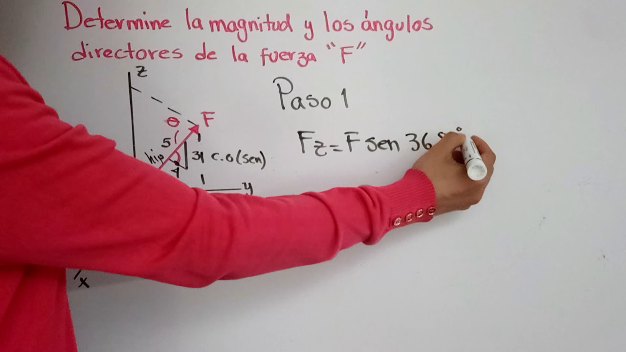 Componentes de un vector fuerza en 3D y sus ángulos directores - YouTube