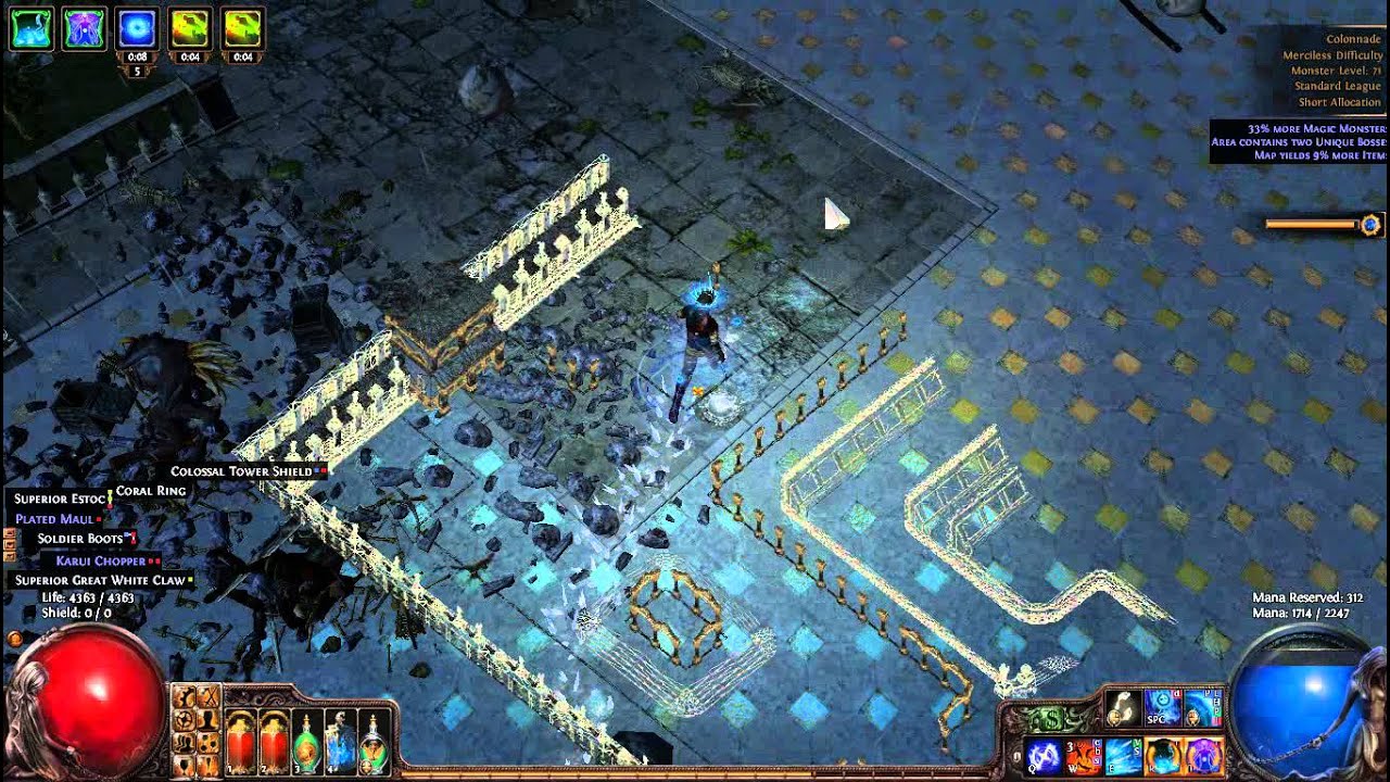 Path of Exile (1.0.4) Acrobatics Caster - Level 71 Colonnade Double ...