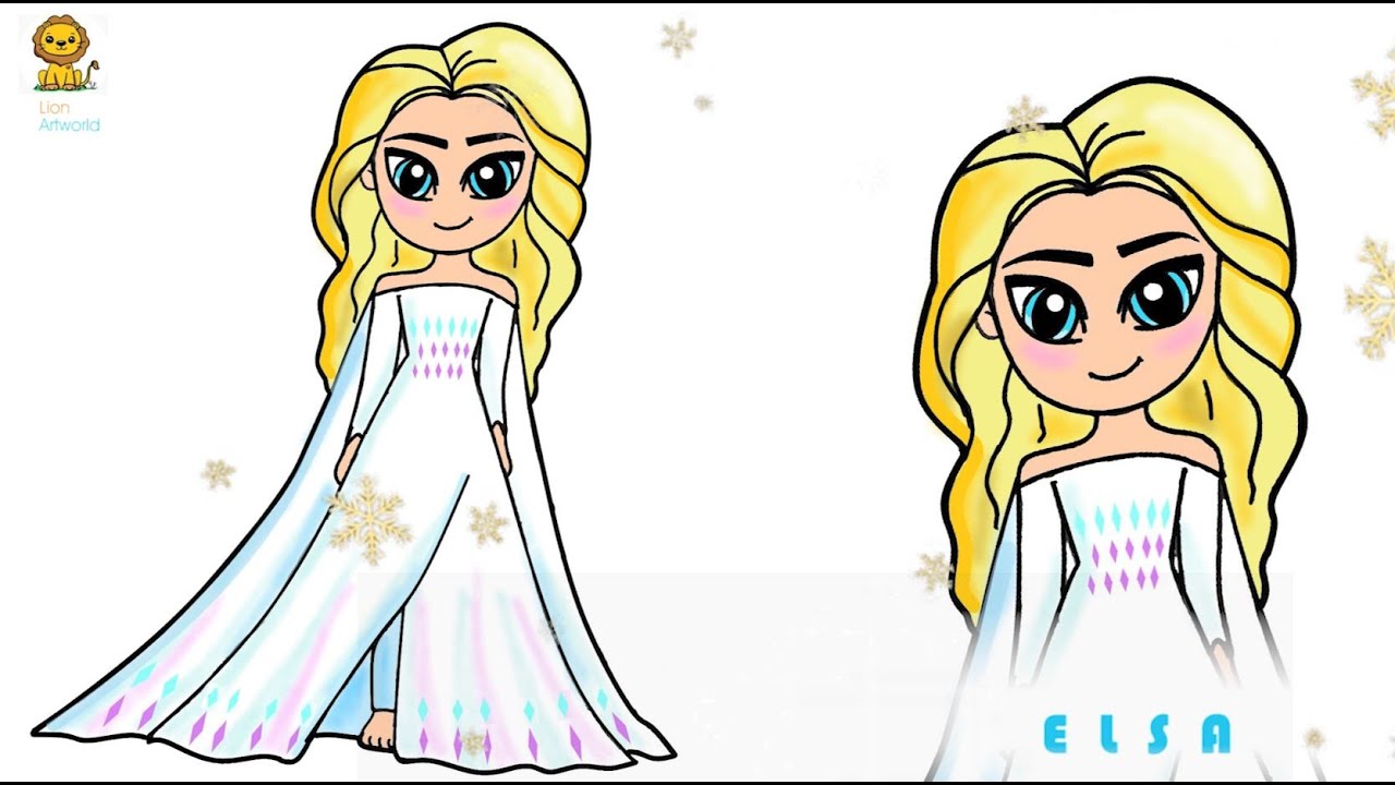 How to draw ELSA (FROZEN2) -EASY - YouTube