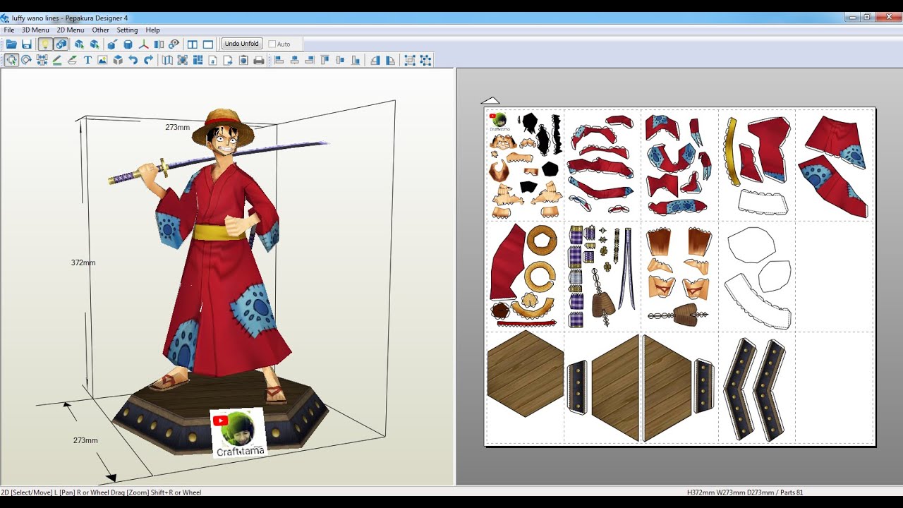 New Papercraft Monkey D Luffy Wano - One Piece - YouTube