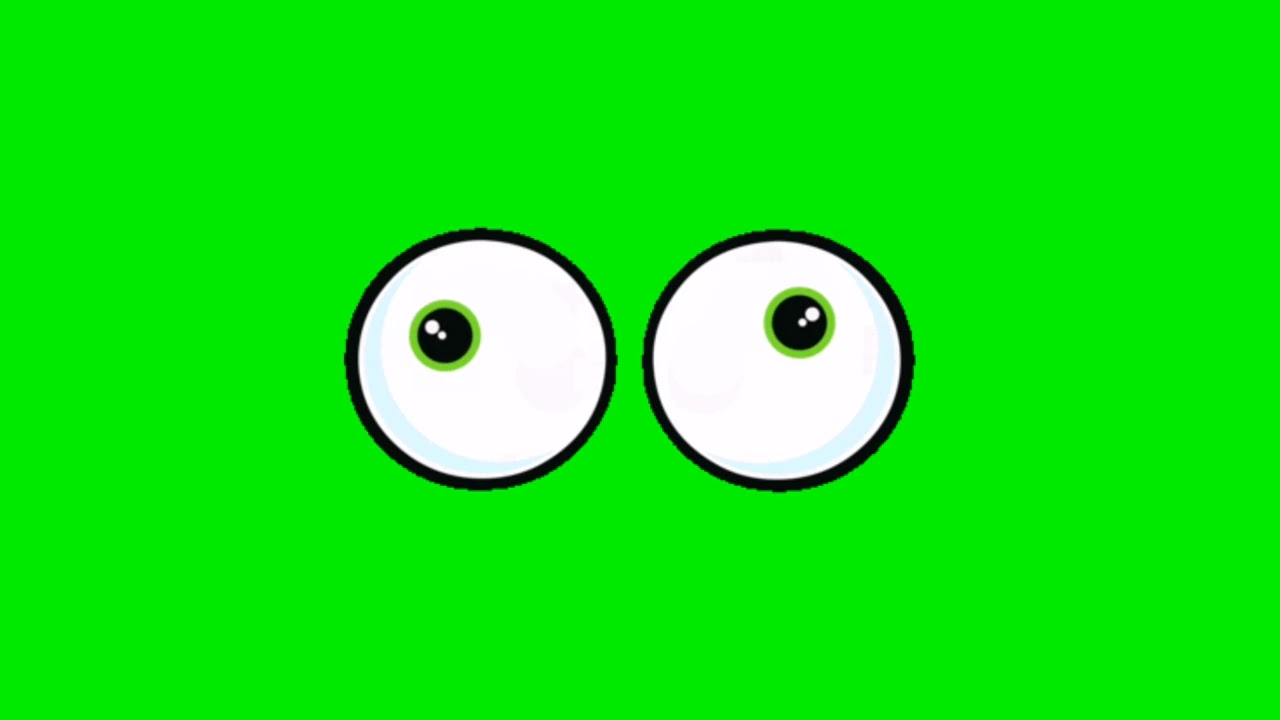 Cute cartoon eyes green screen 4k video, green screen animated video ...