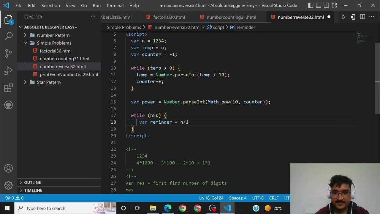 Competitive Coding in JavaScript . Reverse a number (32) - YouTube
