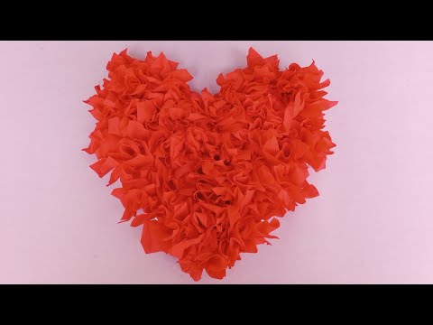 DIY Amazing Heart / Crepe paper Heart Valentine's easy craft - YouTube