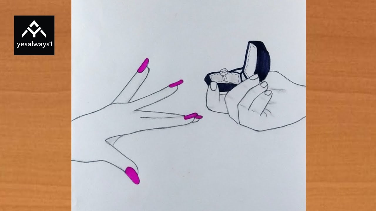 Hand drawing how to draw couple hand with ring step by step pencil ...