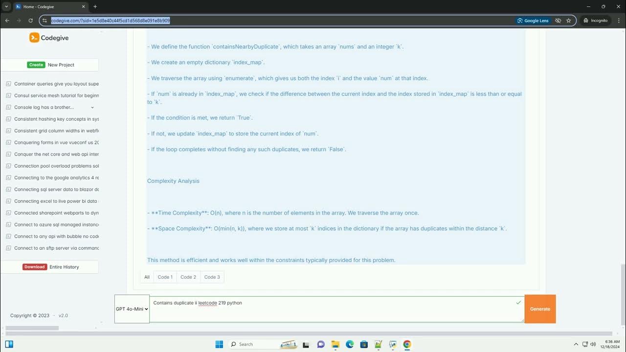 contains duplicate ii leetcode 219 python - YouTube