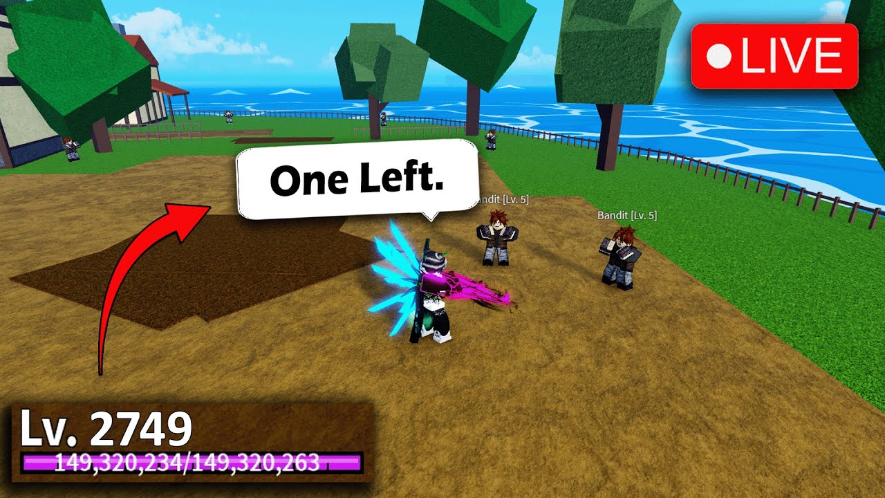 Reaching MAX LEVEL by KILLING a Bandit! | Blox Fruits LIVE (Lightning ...