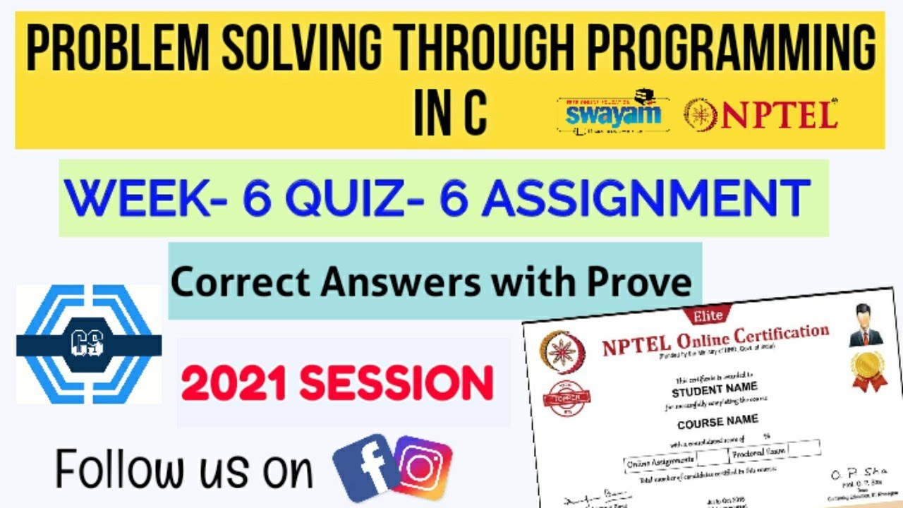 Problem Solving Through Programming In C | Week 6 Answers 2021 | NPTEL || - YouTube