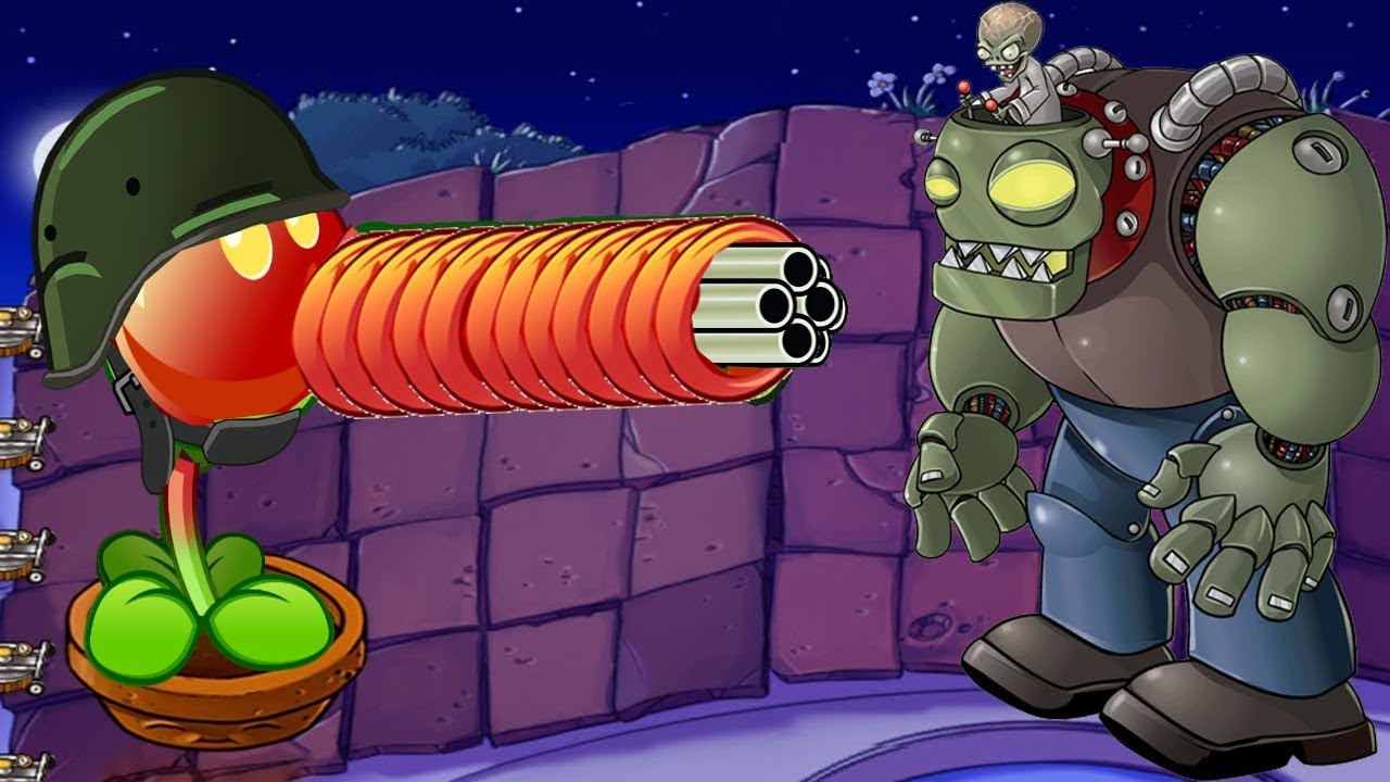 Plants vs Zombies Hack - Gatling Pea Fire vs Dr. Zomboss - YouTube