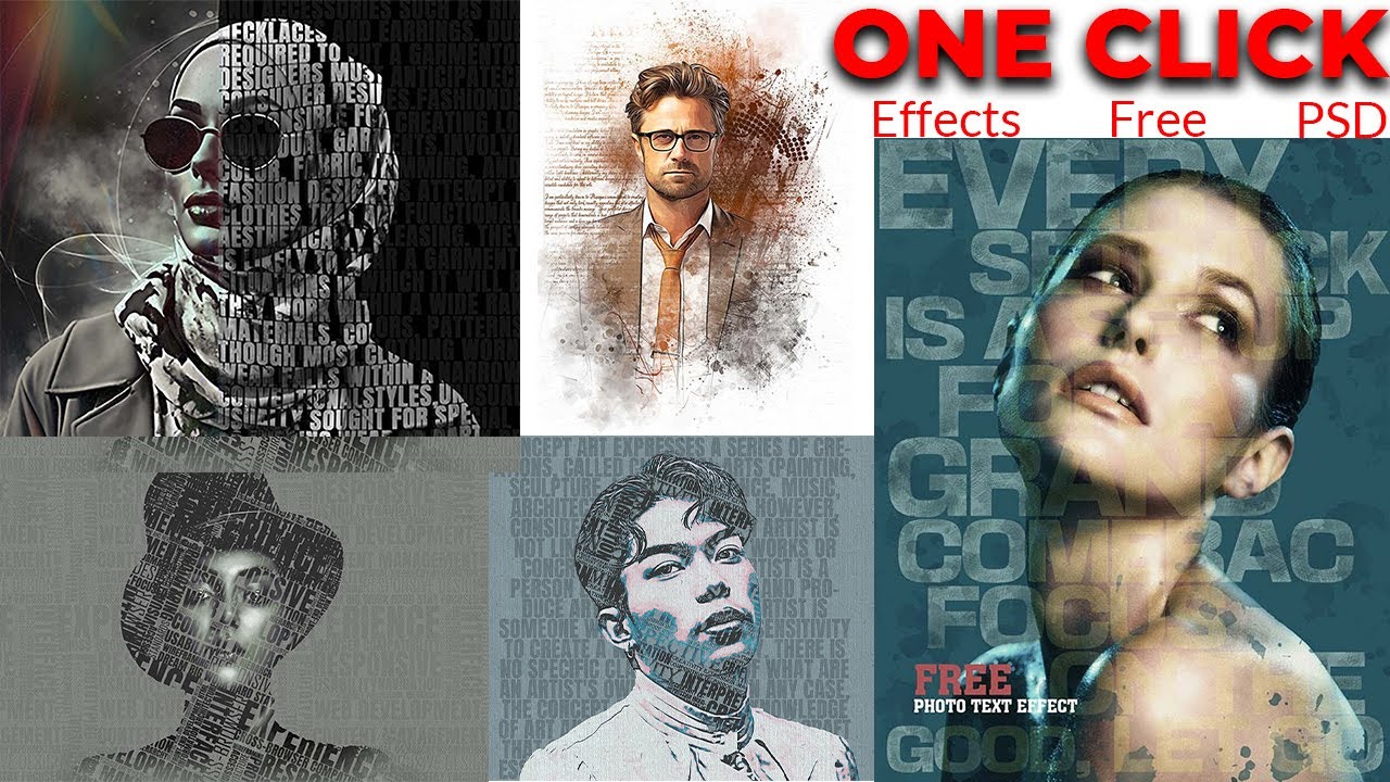 Typography Portrait Text Overlays Photo Effects For Photoshop PSD FREE ...