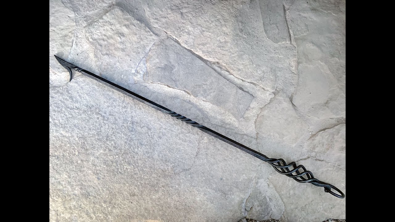 Hand-forged Basket Handle Fire Poker - YouTube