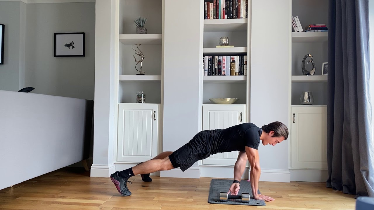 Tall plank with lateral drag - YouTube