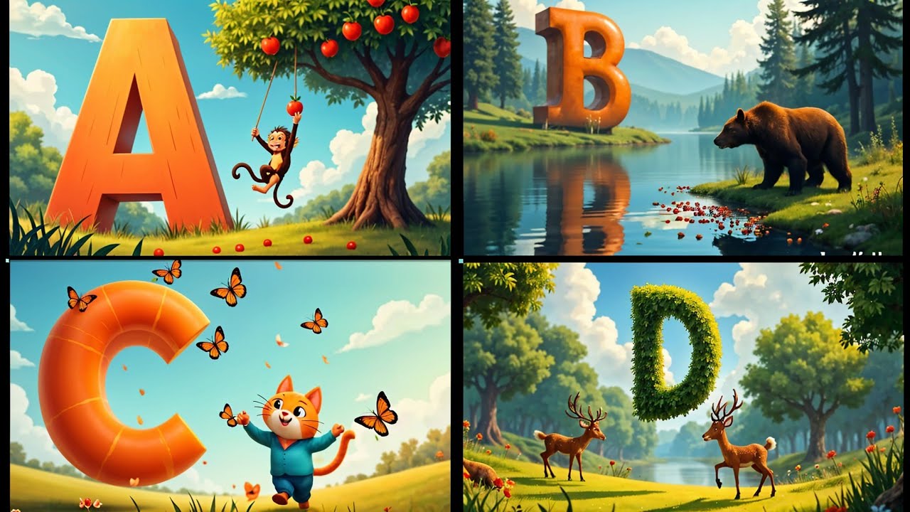 Learning Alphabet Letters with 3D Animation | A to Z Animals Name ...