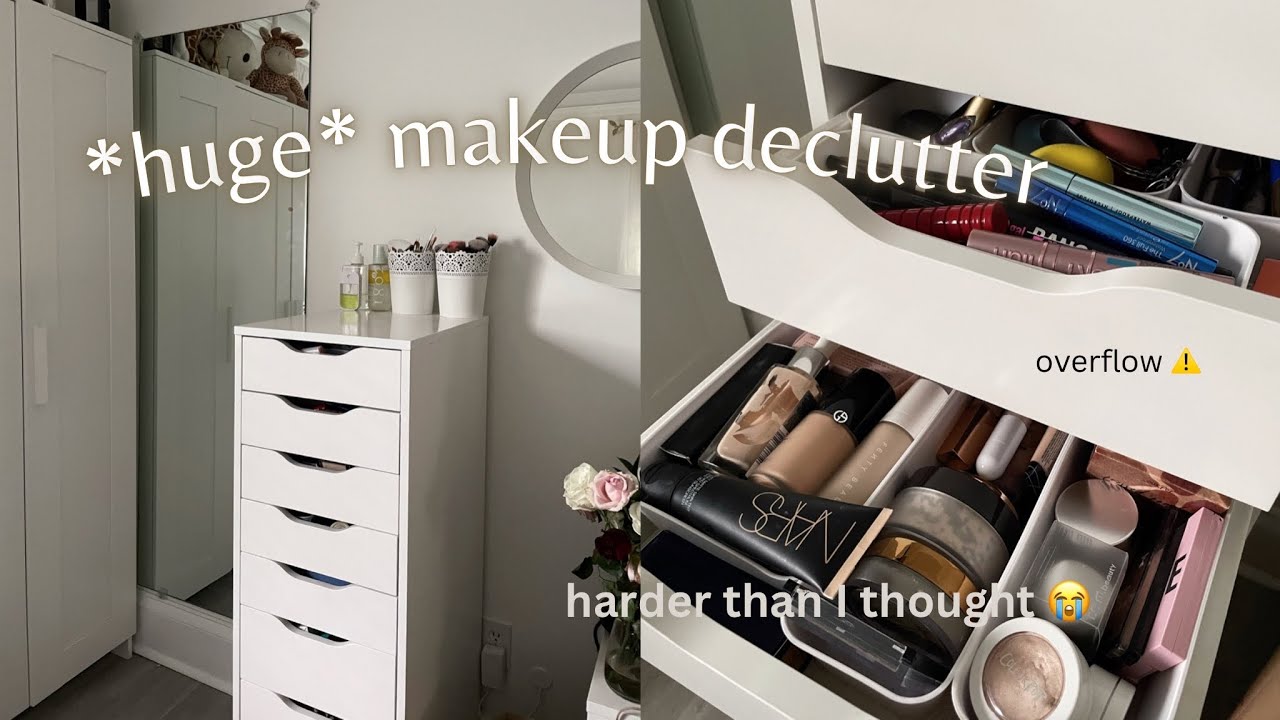 makeup declutter 2023 | declutter and organize with me *tryna get rid of a drawer* - YouTube