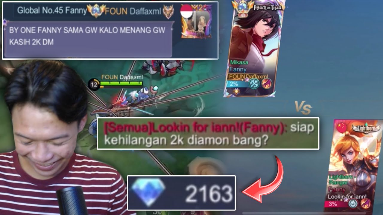 AJAK ORANG GAK DI KENAL BY ONE FANNY KALO MENANG GW KASIH 2.000 DIAMOND ...