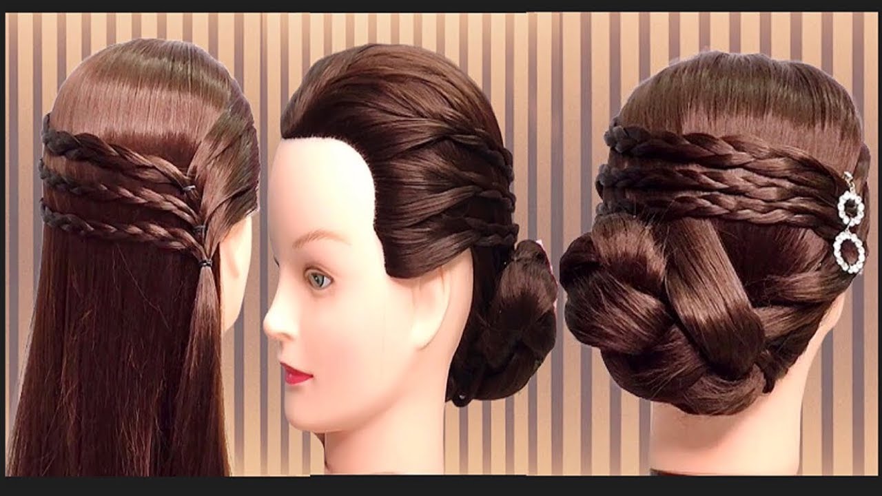 Side Braided Bun Hairstyle Tutorial | One Side Bun Hairstyles - YouTube