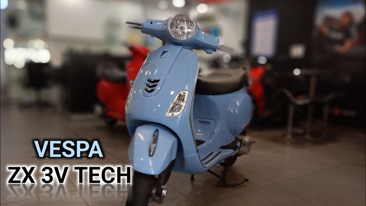 Piaggio Vespa ZX 125 3v Tech Azure Blue Colour Full Detailed Review ...