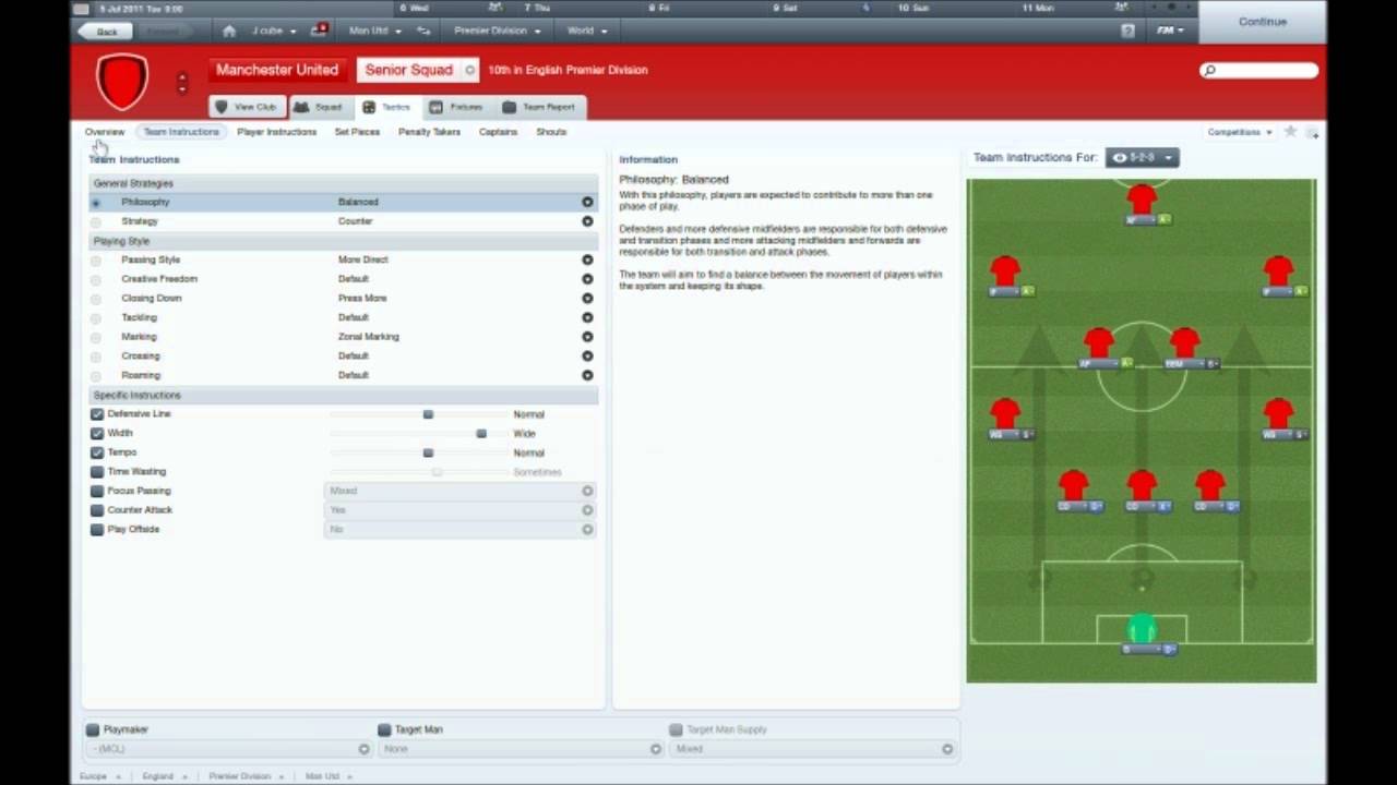 Football Manager 2012 Tactics | 5-3-2 Defensive Formation - YouTube