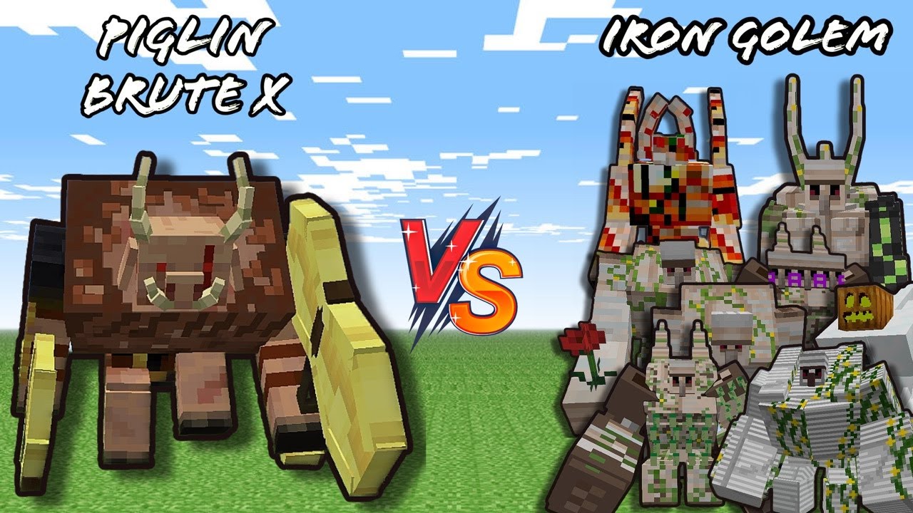 Piglin brute X vs all iron golem - YouTube