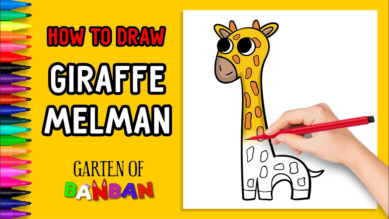 🦒 How to draw GIRAFFE MELMAN Garten of Banban 3. Tutorial Step by step ...