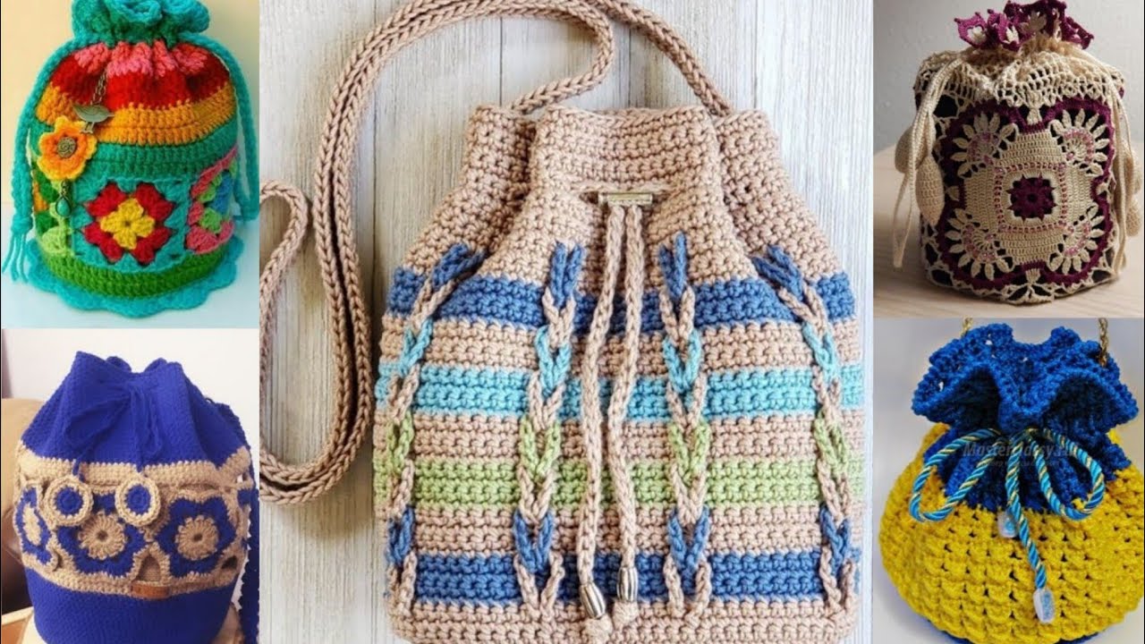 VERY BEAUTIFUL || LATEST CROCHET DRAWSTRING BAG SIMPLE AND EASY FOR ...