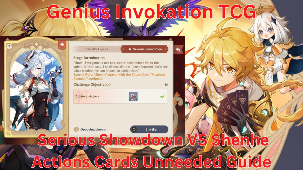 Genius Invokation TCG Serious Showdown VS Shenhe Action Card Unneeded ...